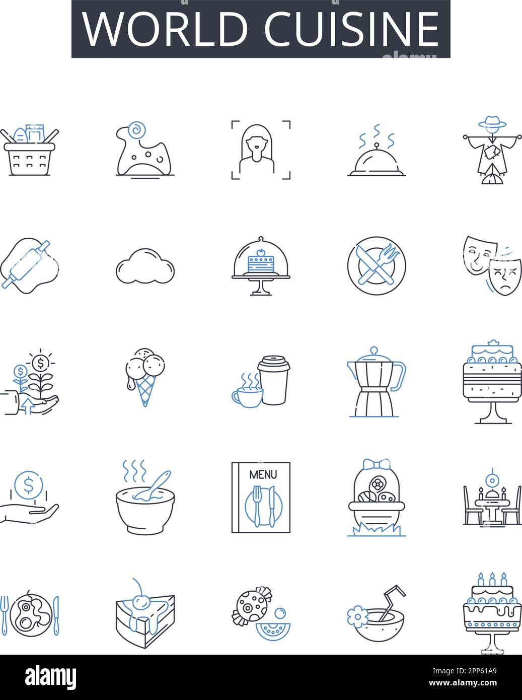 World Cuisine line icons collection. Fine Dining, Fresh Produce ...