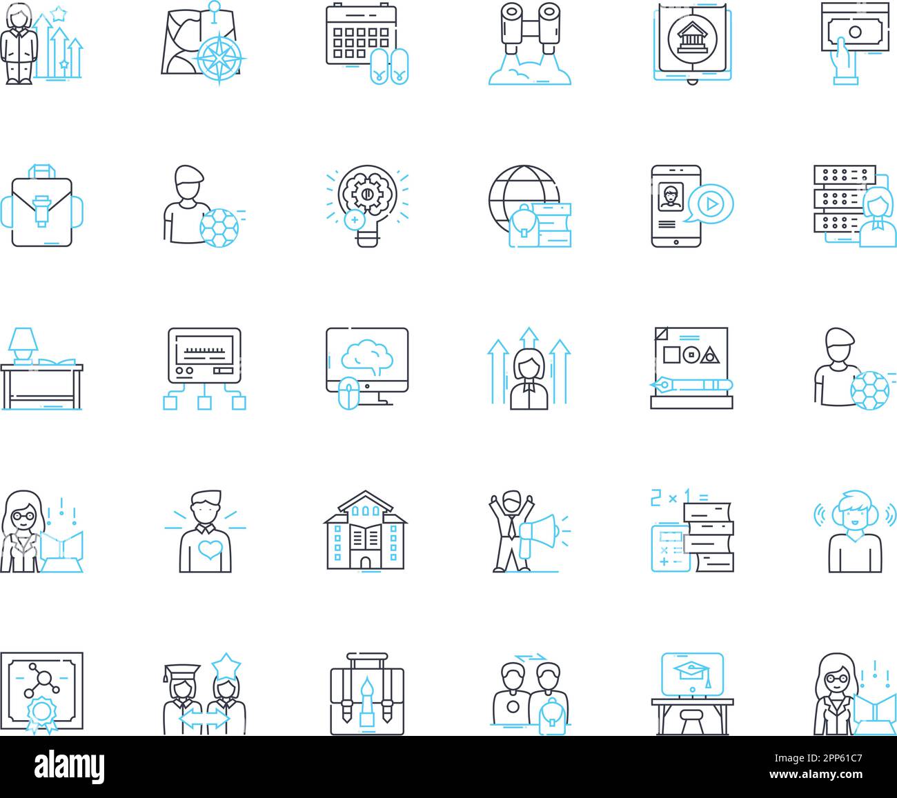Career ambition linear icons set. Success, Leadership, Fulfillment, Growth, Determination ...