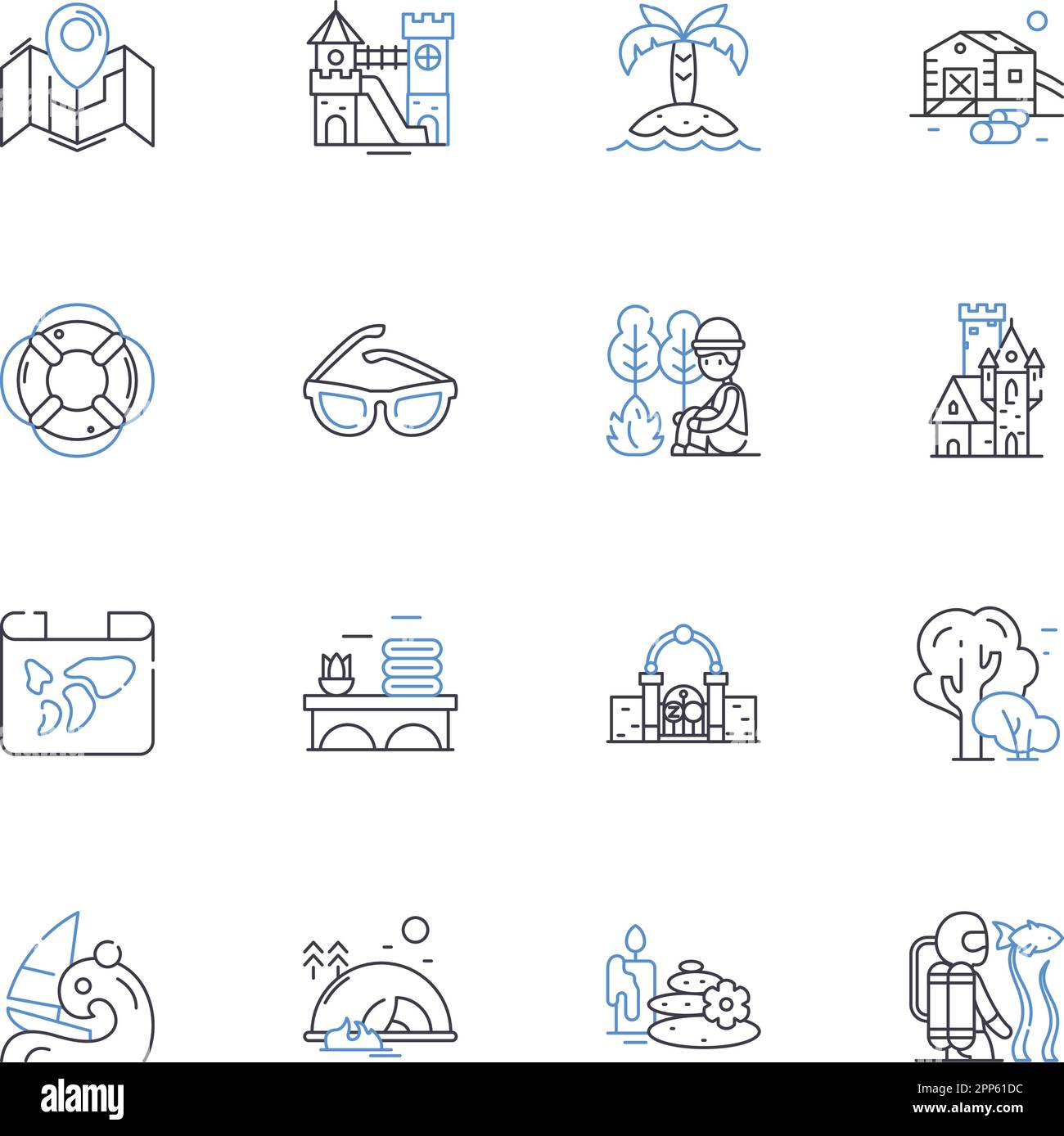 Outing agency line icons collection. Adventure, Explore, Excursion ... Outing agency line icons collection. Adventure, Explore, Excursion ...