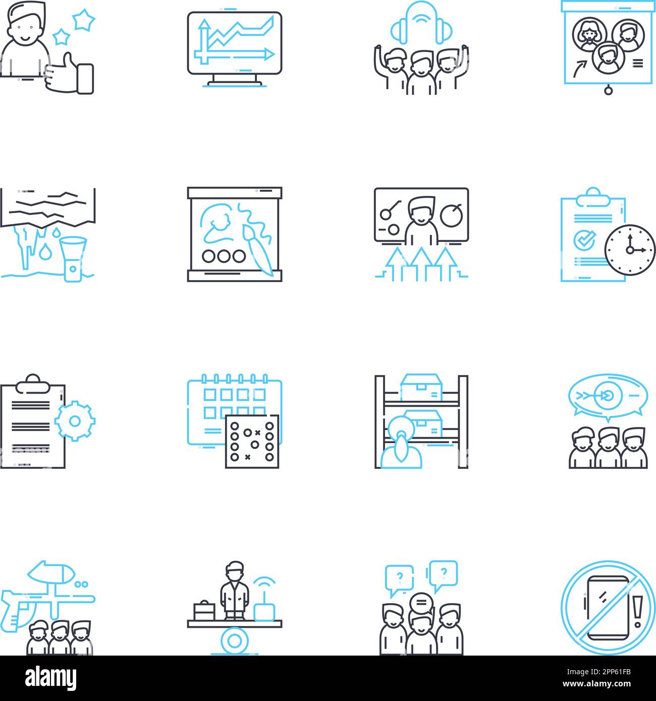 Occupational proficiency linear icons set. Skills, Competency ...