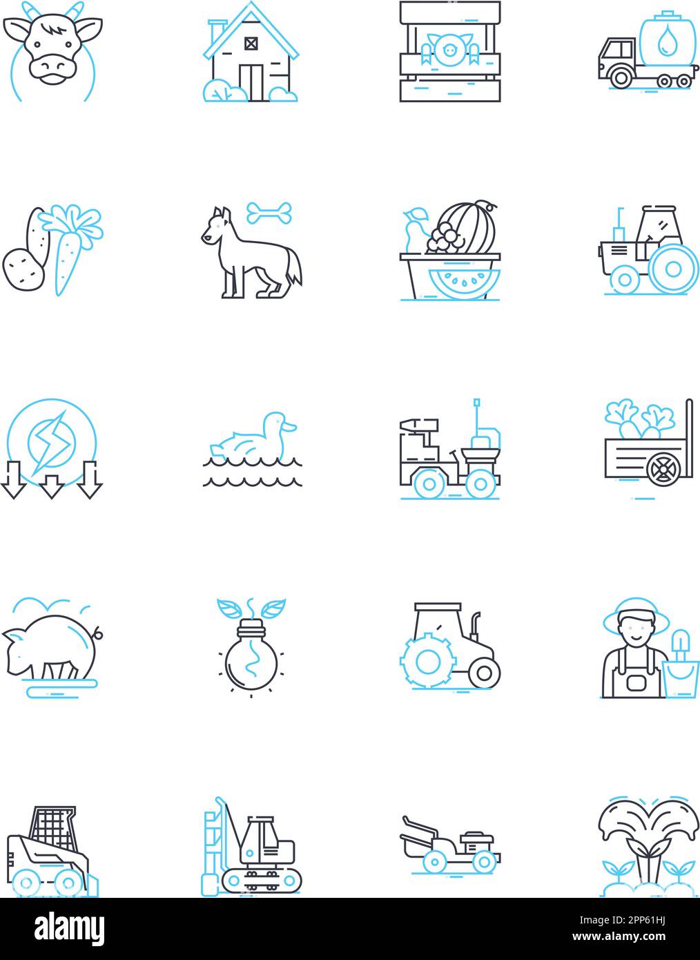Rural exhibition linear icons set. Agriculture, Countryside, Farming ...