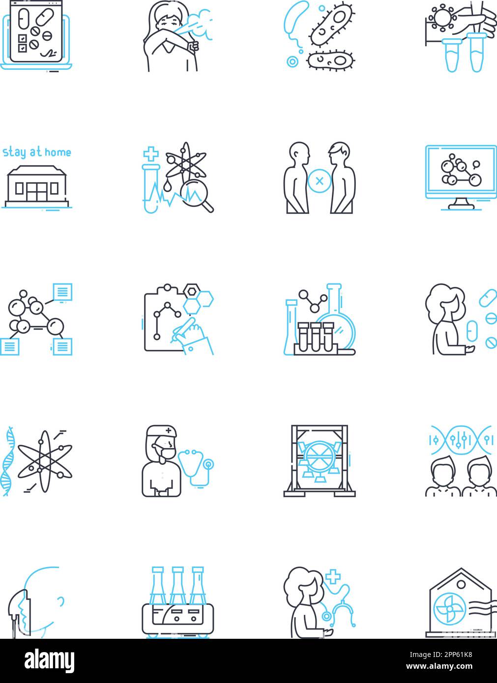 Epidemic linear icons set. Contagion, Outbreak, Infection, Pandemic ...