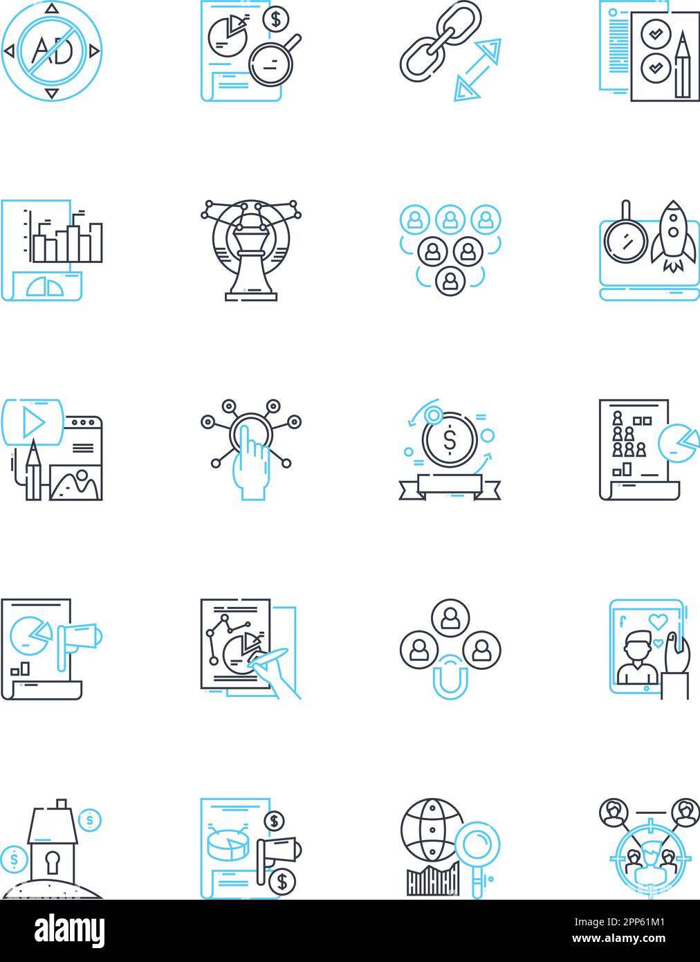 Social media linear icons set. Nerking, Engagement, Sharing, Viral, Reach, Influence, Likes line ...