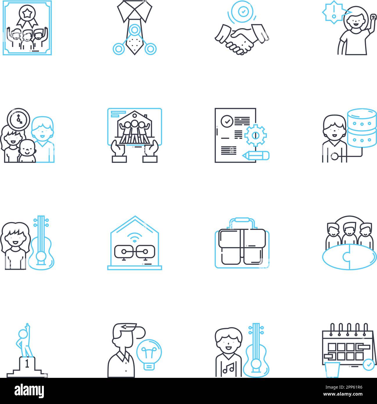 Corporate positions linear icons set. CEO, COO, CFO, CMO, CTO, HR ...