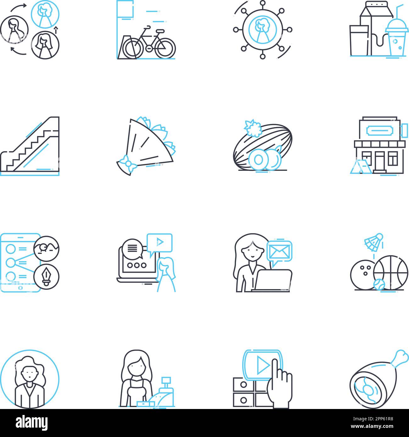 Digital experience linear icons set. Automation, Integration ...