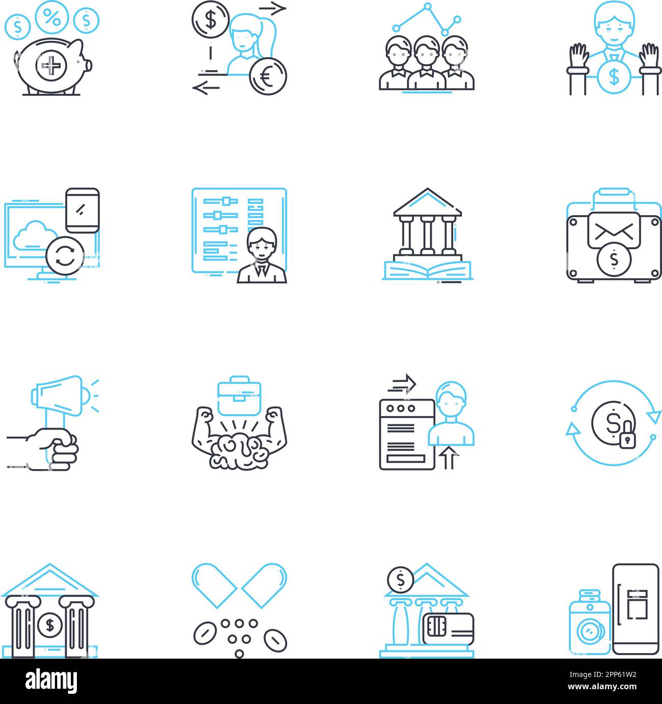 Fiscal responsibility linear icons set. Budgeting, Accountability ...