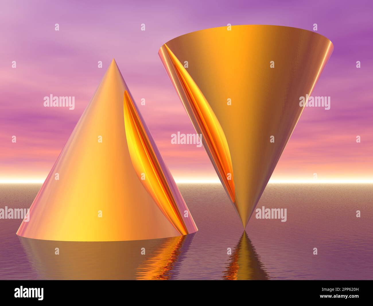 Illustrated cones and universal zen balance Stock Photo - Alamy