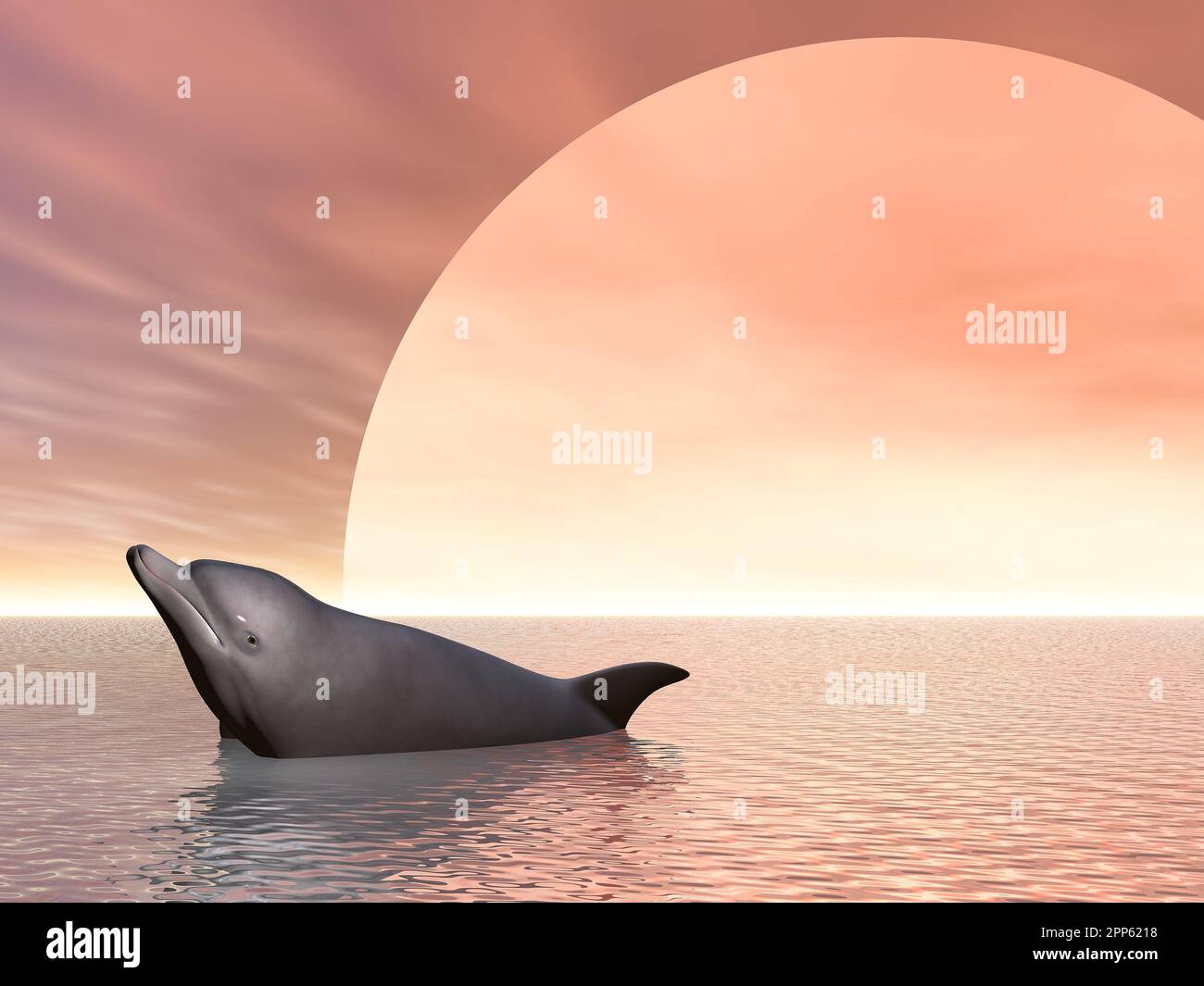 Illustrated dolphin jumping out of the sea Stock Photo - Alamy
