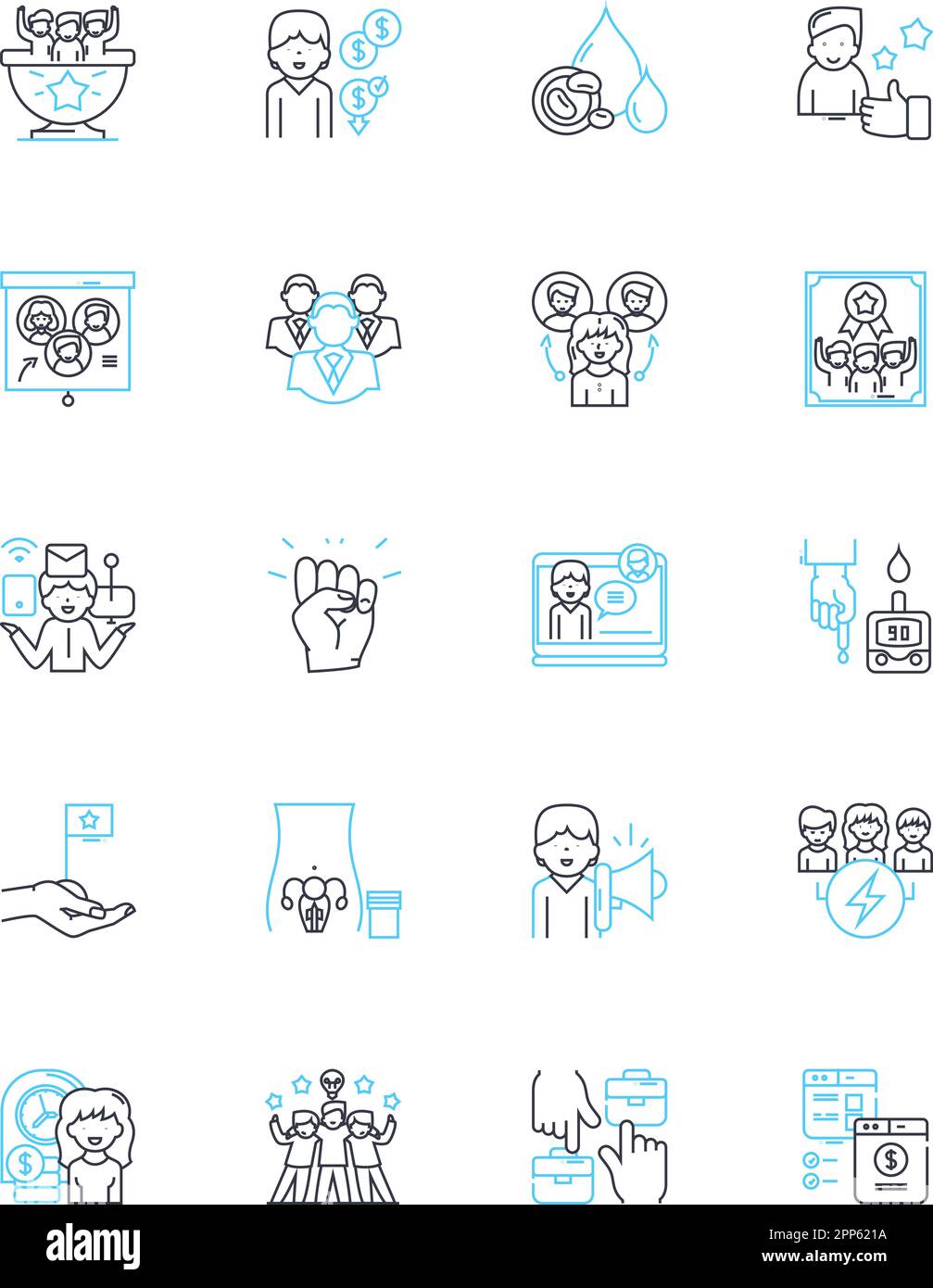 Human Factors Linear Icons Set Ergonomics Psychology Anthropometry Perception Attention