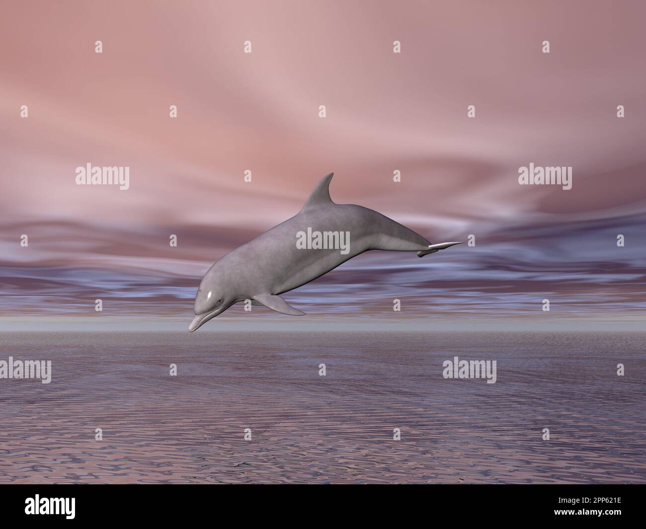 Illustrated dolphin jumping out of the sea Stock Photo - Alamy