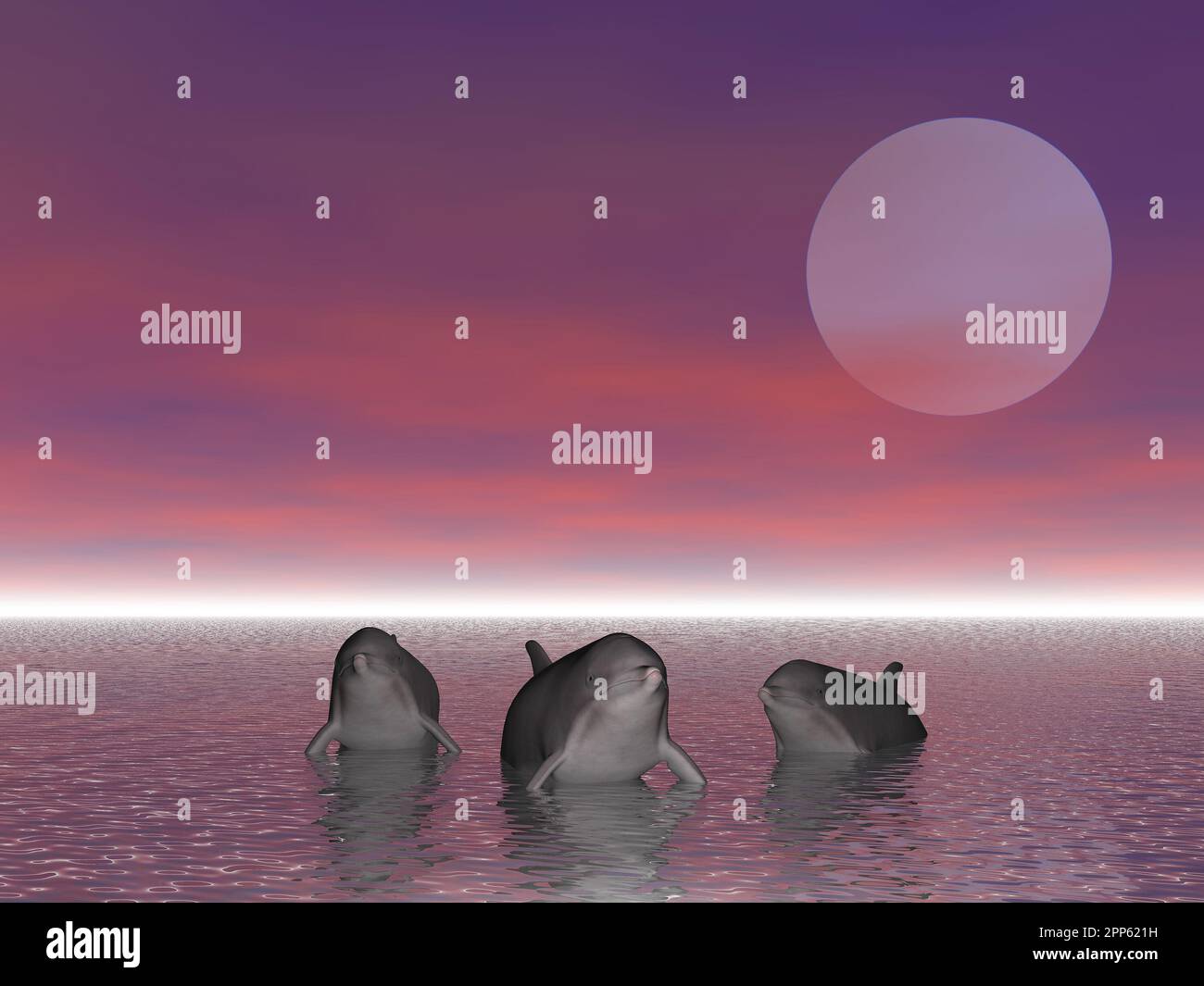 Illustrated dolphin jumping out of the sea Stock Photo - Alamy