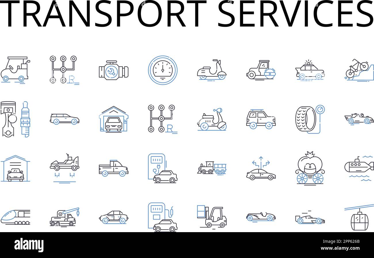 Transport services line icons collection. Delivery options, Transit ...