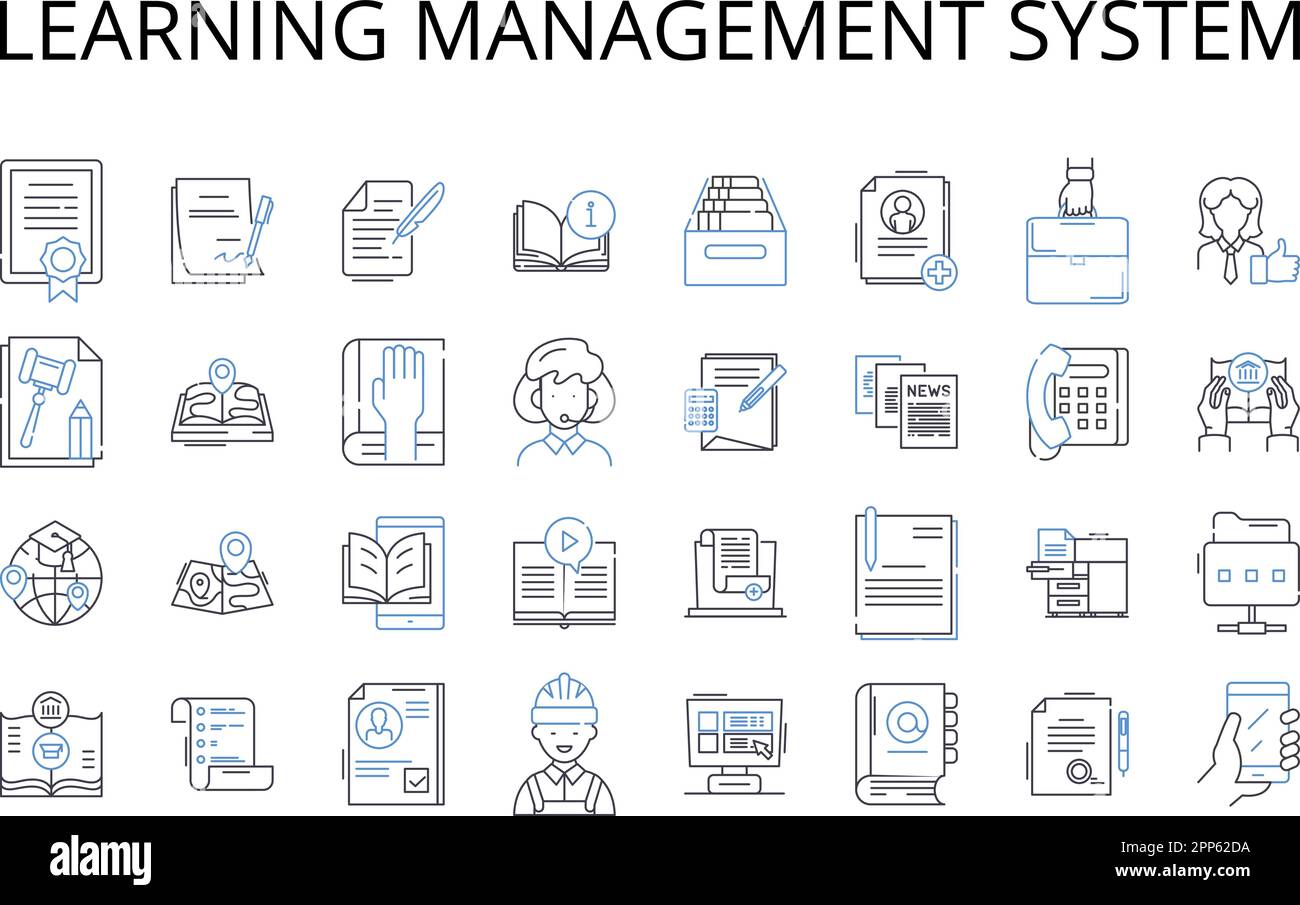 Learning Management System Line Icons Collection Website Design