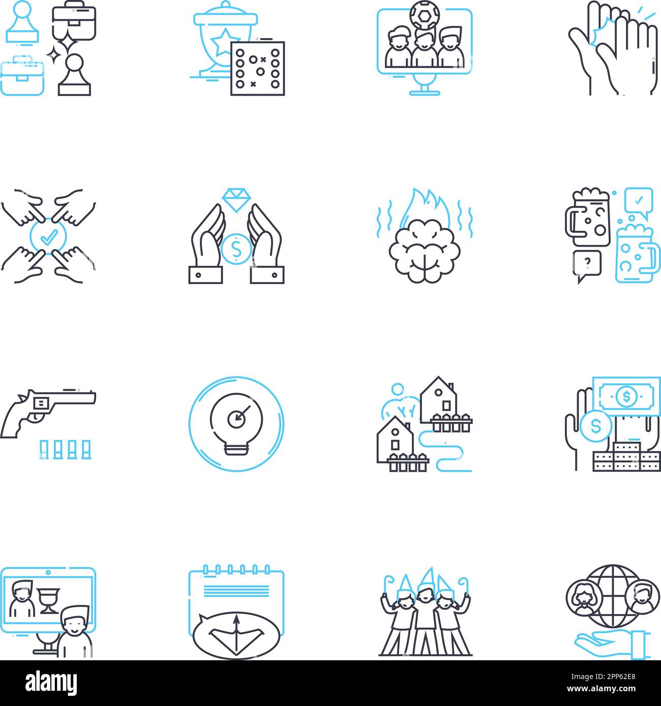 Labor Performance Linear Icons Set Efficiency Productivity Output Motivation Dedication
