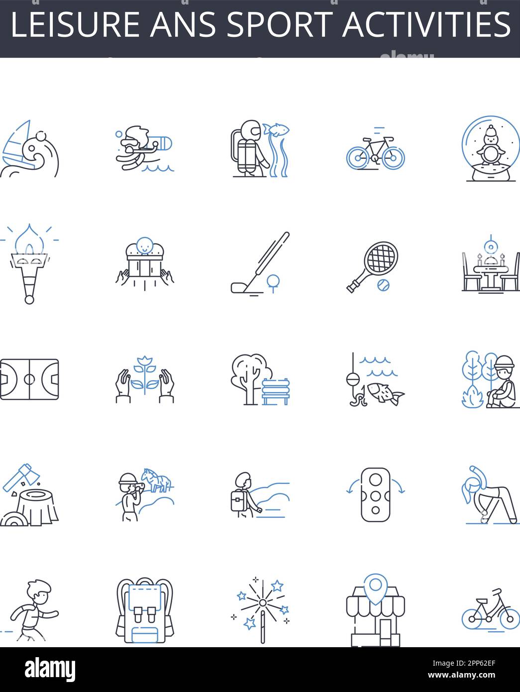 Leisure ans sport activities line icons collection. Recreation ...