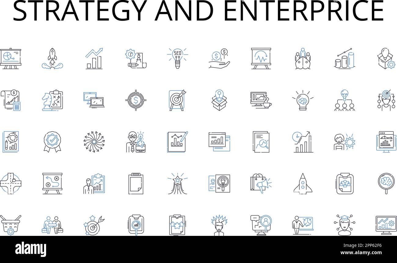 Strategy And Enterprice Line Icons Collection Turmoil Friction