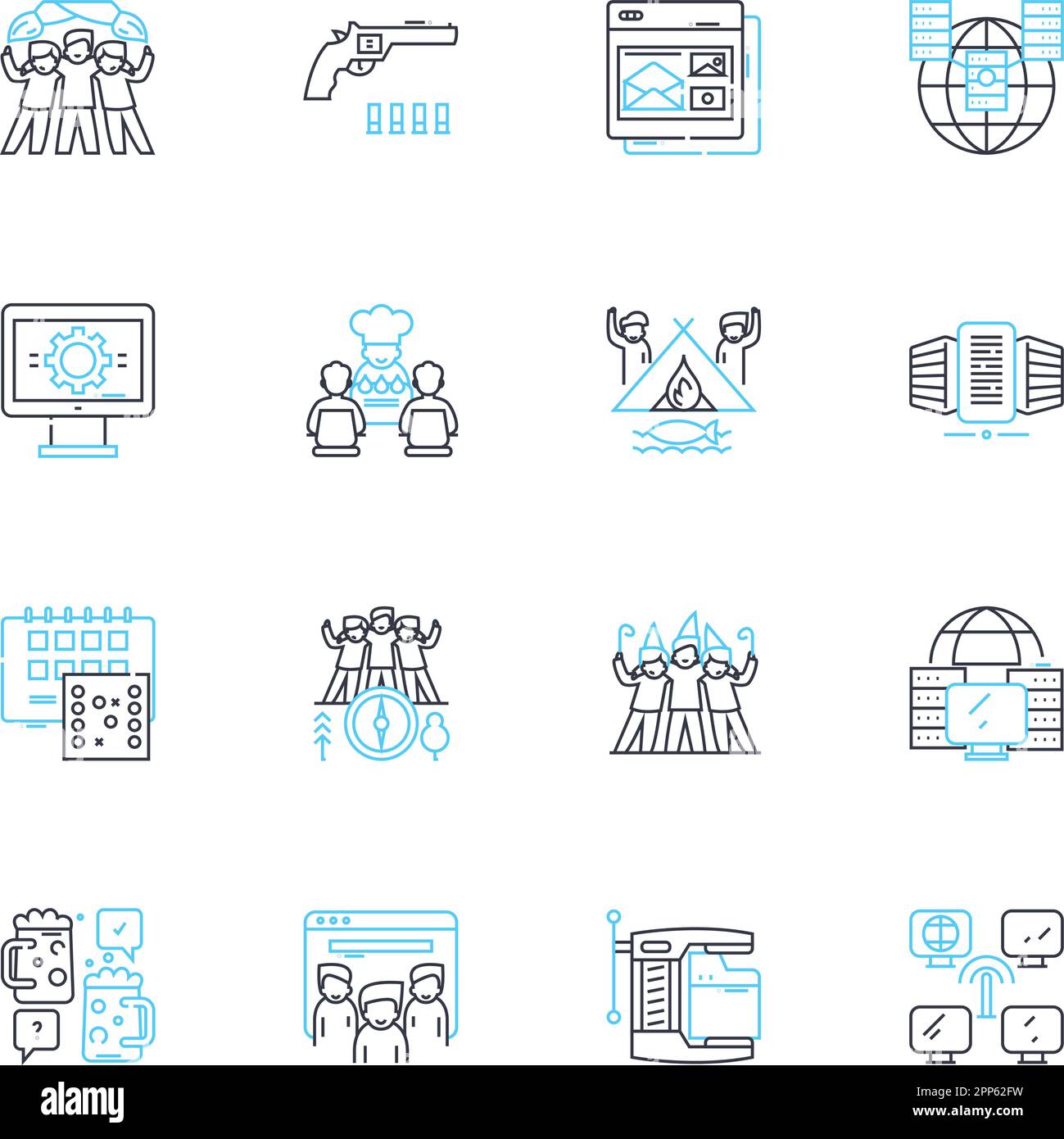 Cybersecurity Measures Linear Icons Set Encryption Firewall