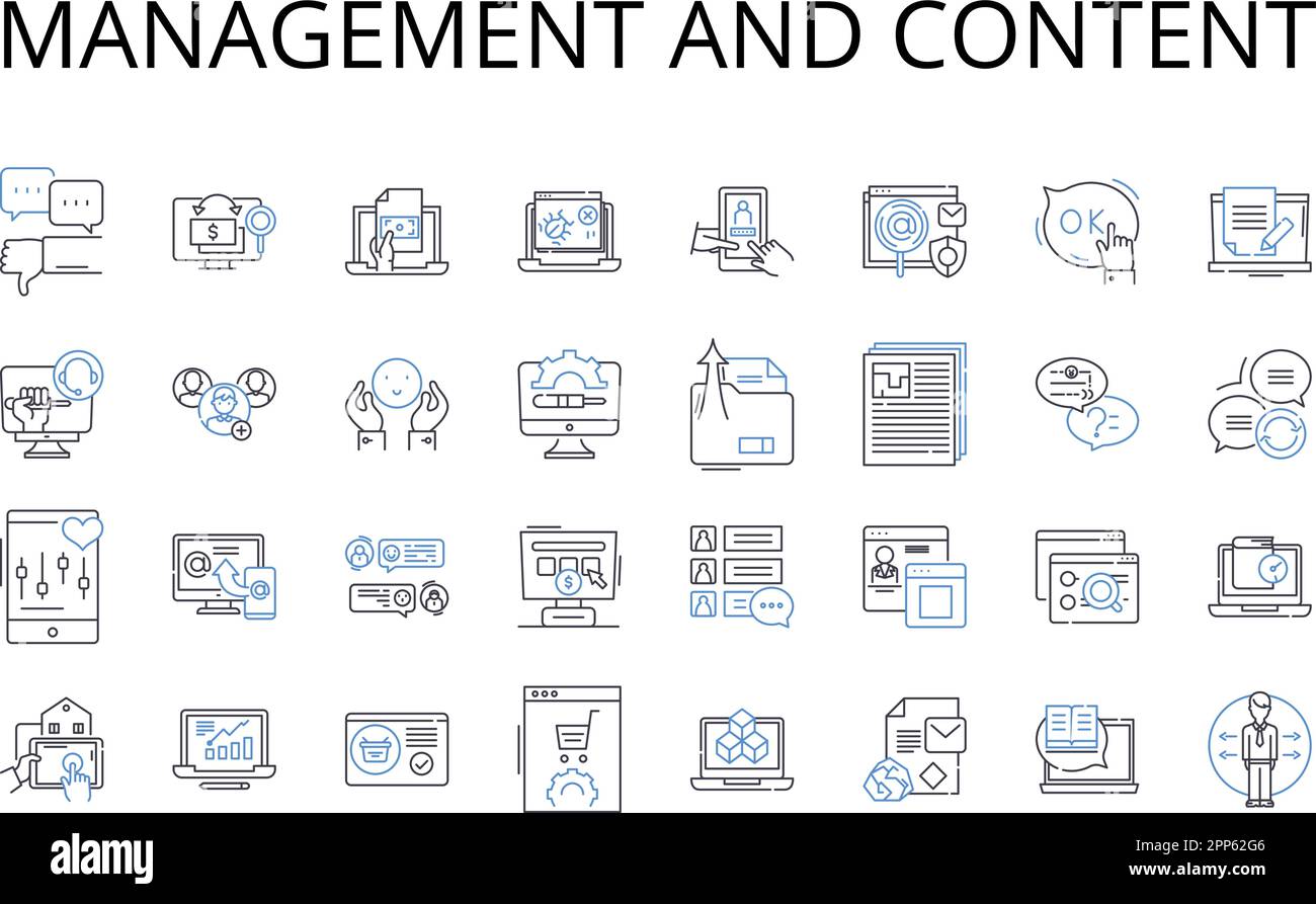 Management And Content Line Icons Collection Administration