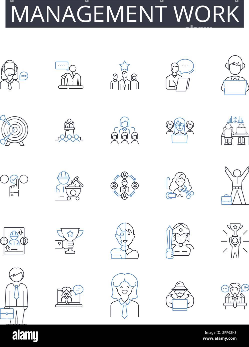 Management work line icons collection. Coordination collaboration ... Management work line icons collection. Coordination collaboration ...