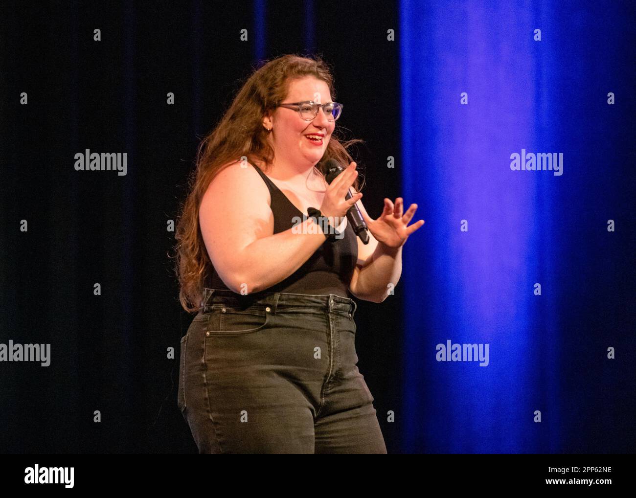 AUSTIN, TEXAS - APRIL 21: Comedian Maddie Wiener performs onstage during Moontower Just For ...