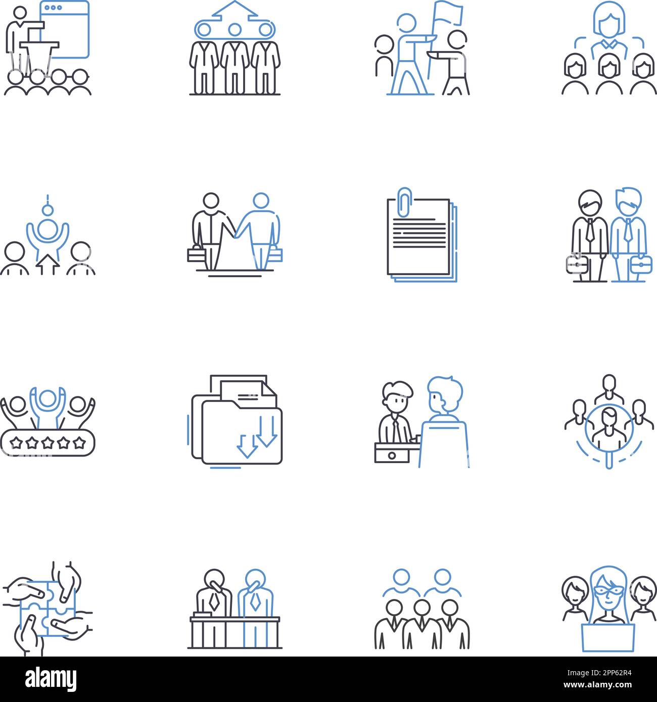 Directorial conference line icons collection. Collaboration, Success ...