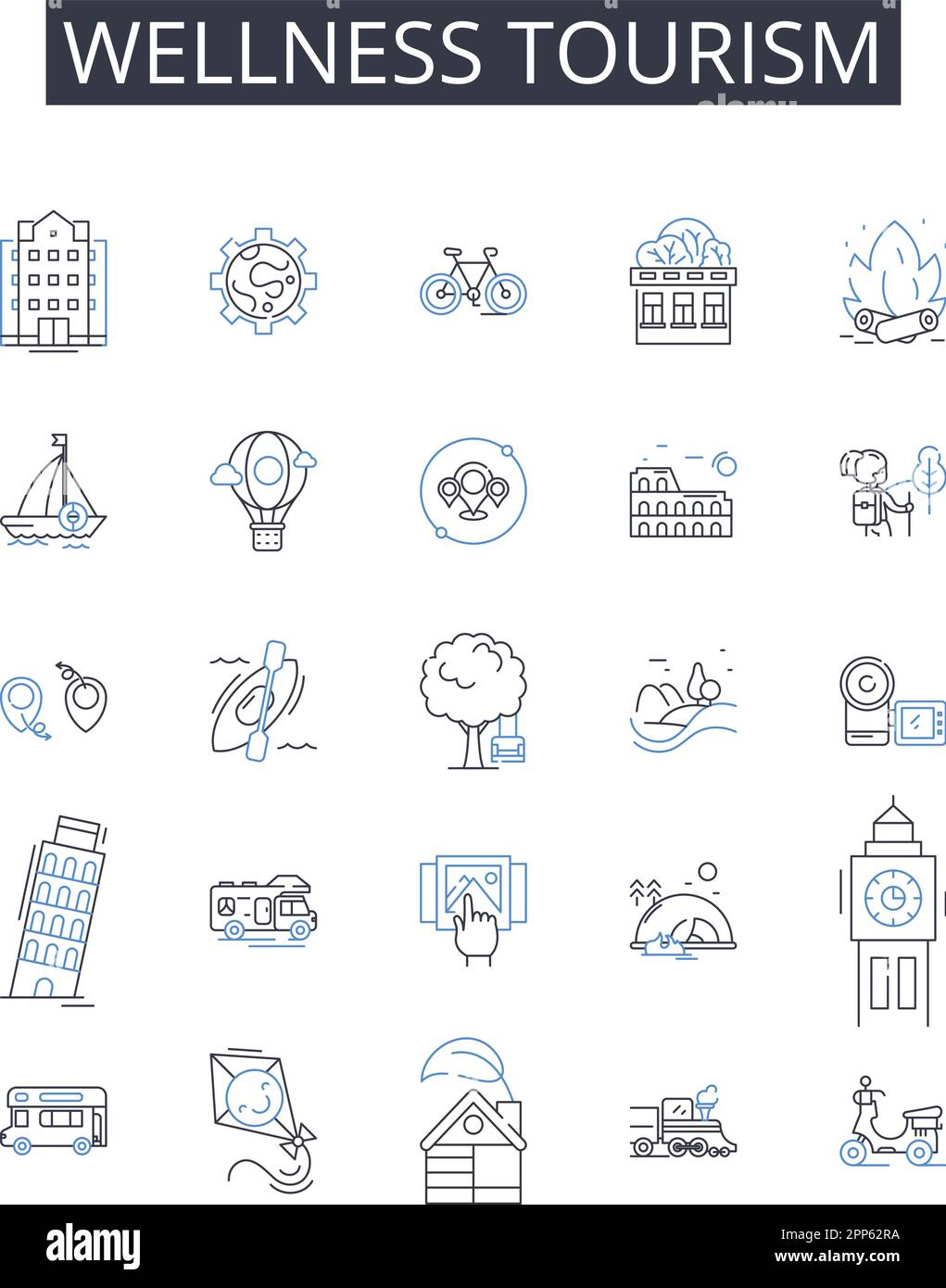 Wellness tourism line icons collection. Debt, Credirthiness, Interest ...
