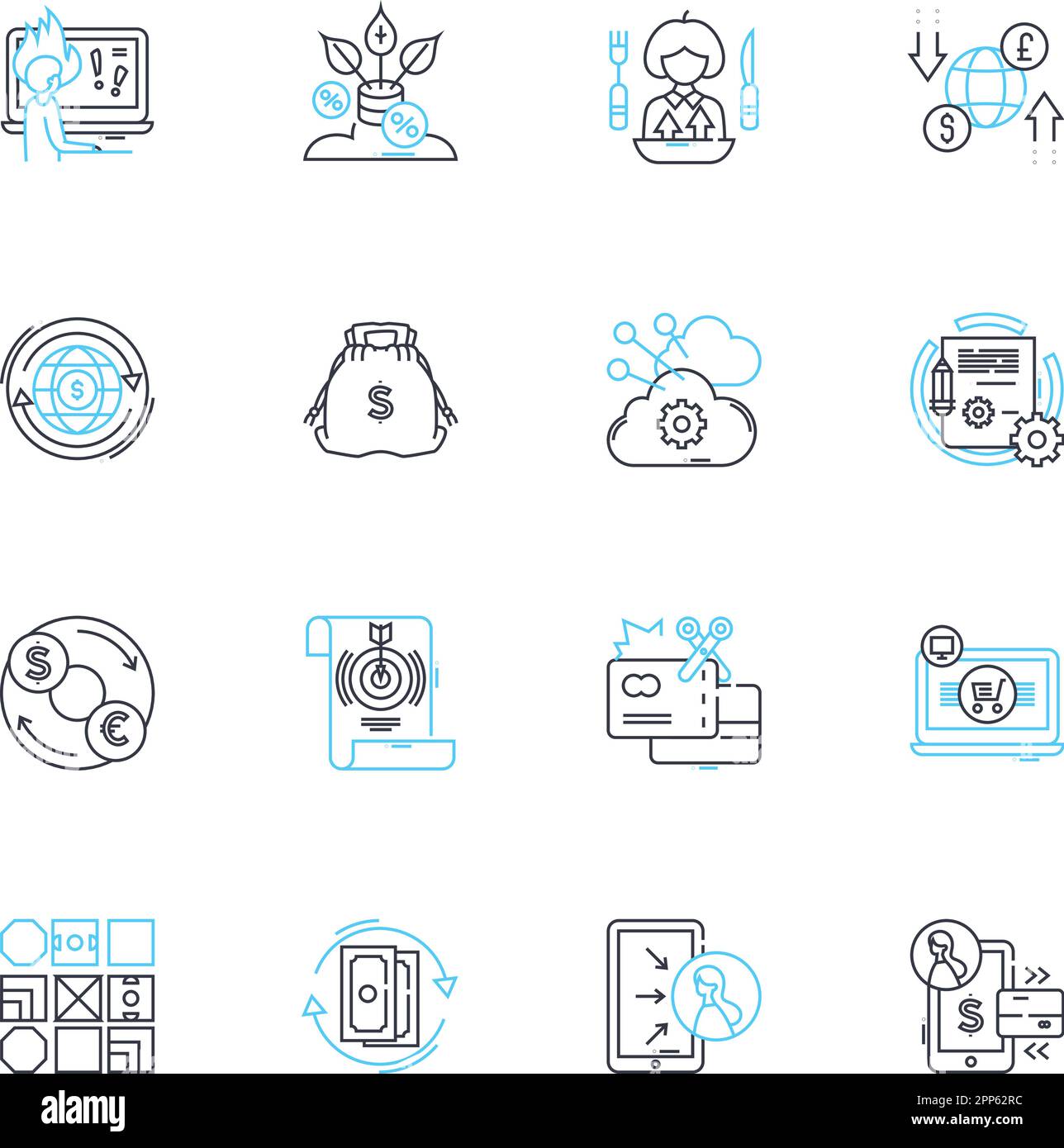 Financial world linear icons set. Investment, Banking, Economy, Stock ...