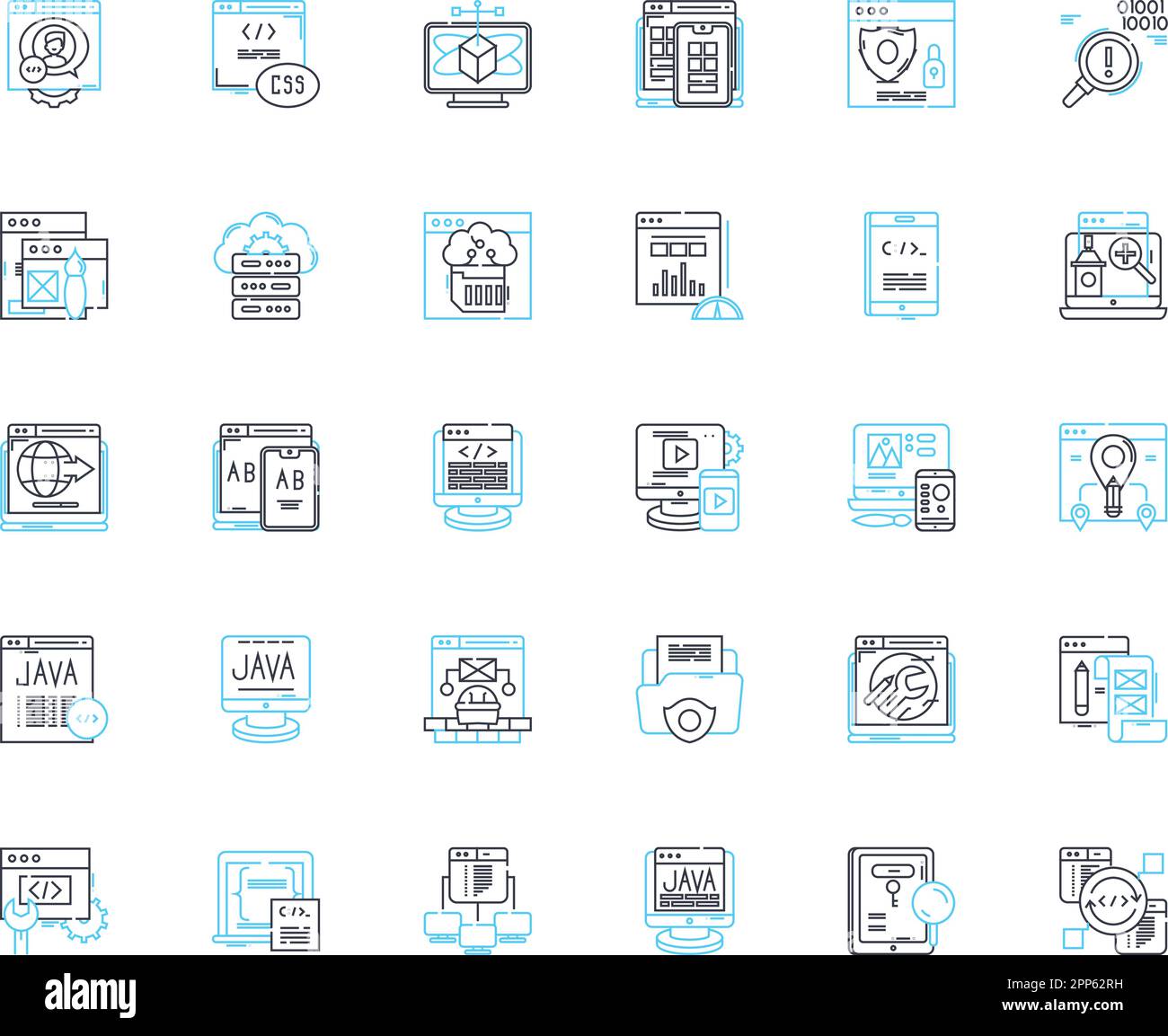 Lean Programming Linear Icons Set Efficiency Optimization Streamlining Kaizen Minimalism