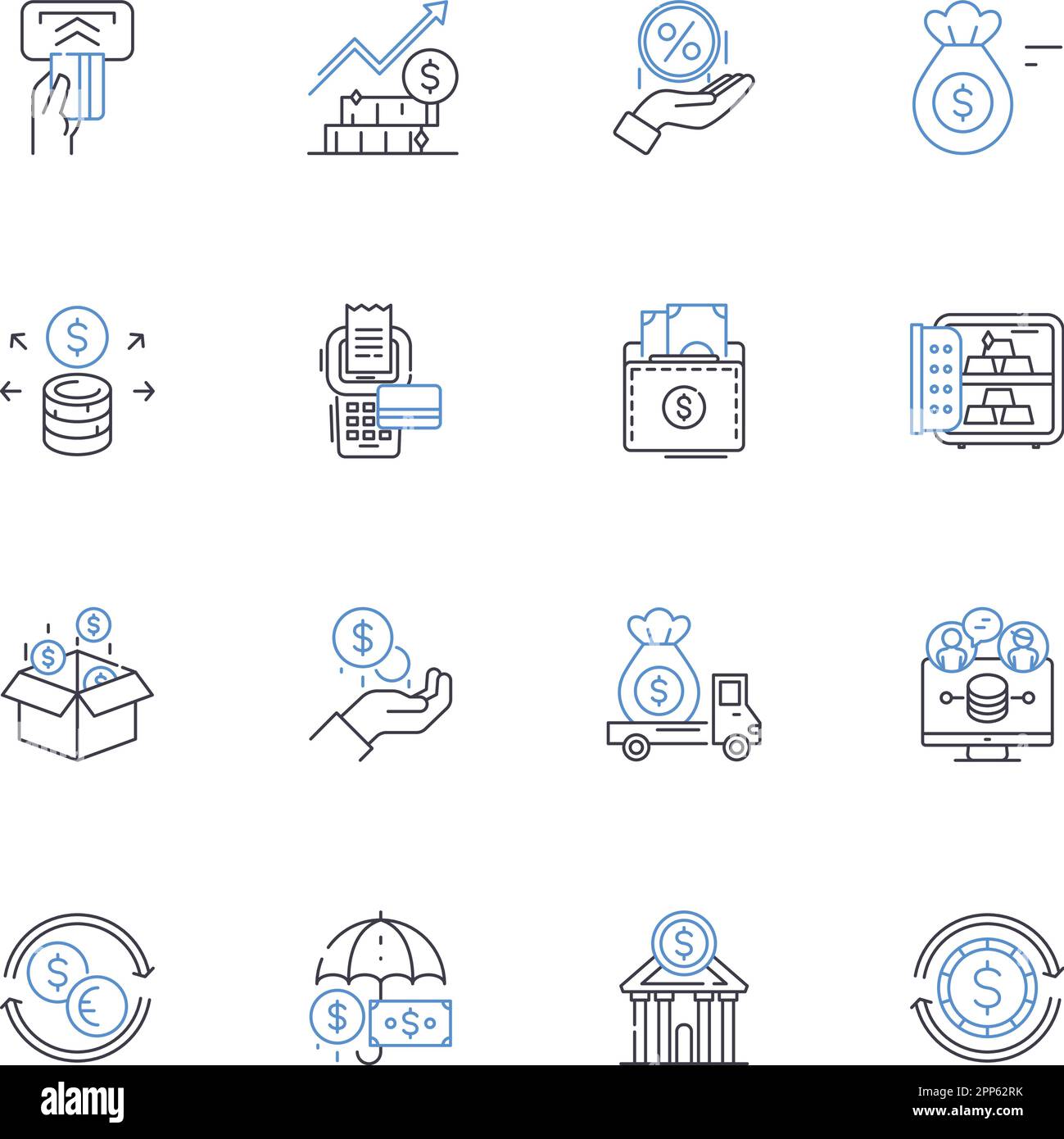 Banknotes line icons collection. Currency, Bills, Notes, Tender, Cash ...