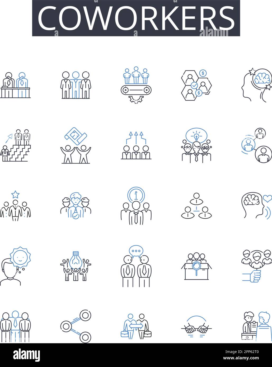 Coworkers line icons collection. Peers, Associates, Colleagues ...