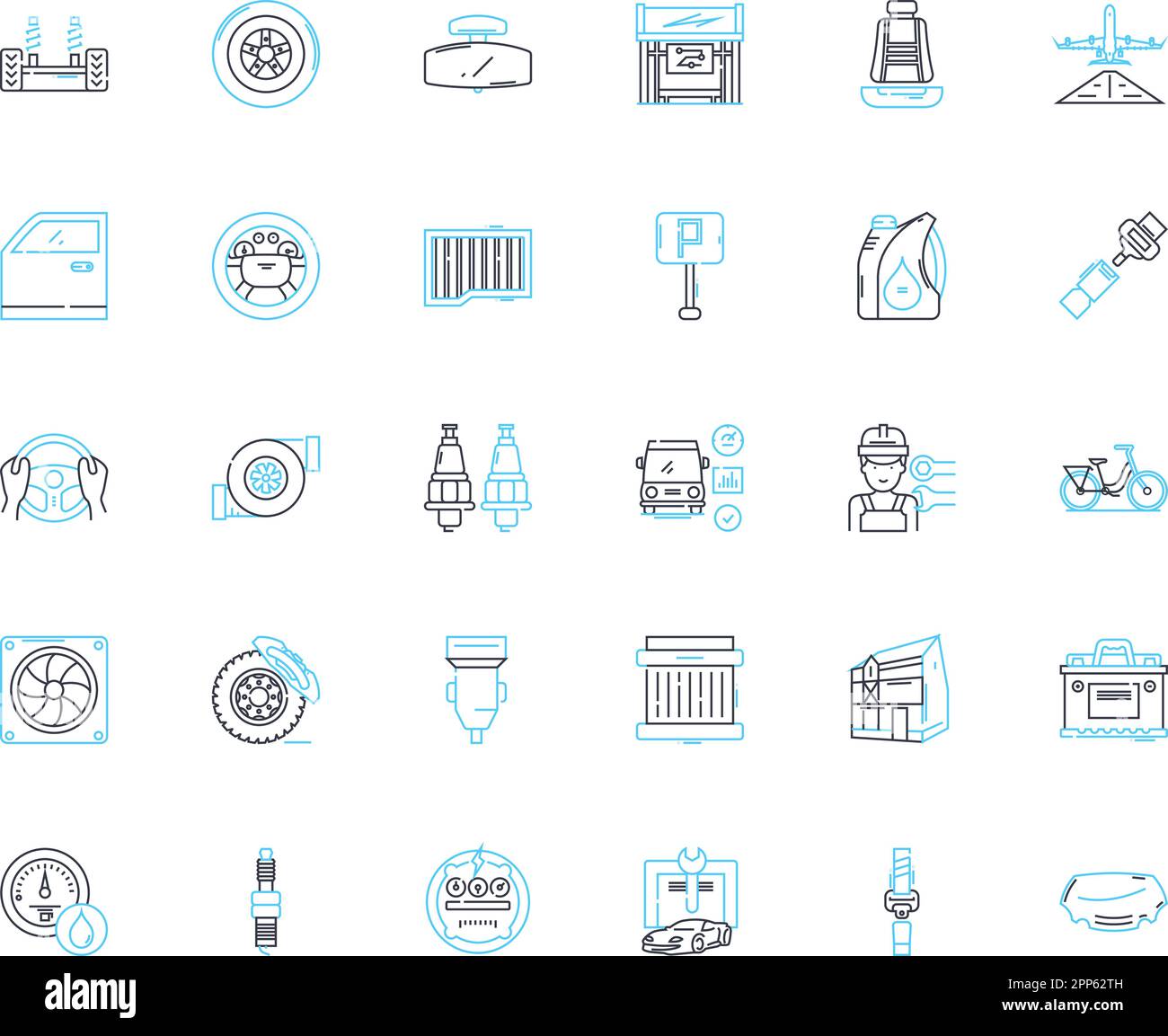 Transportation solutions linear icons set. Commute, Mobility, Logistics ...