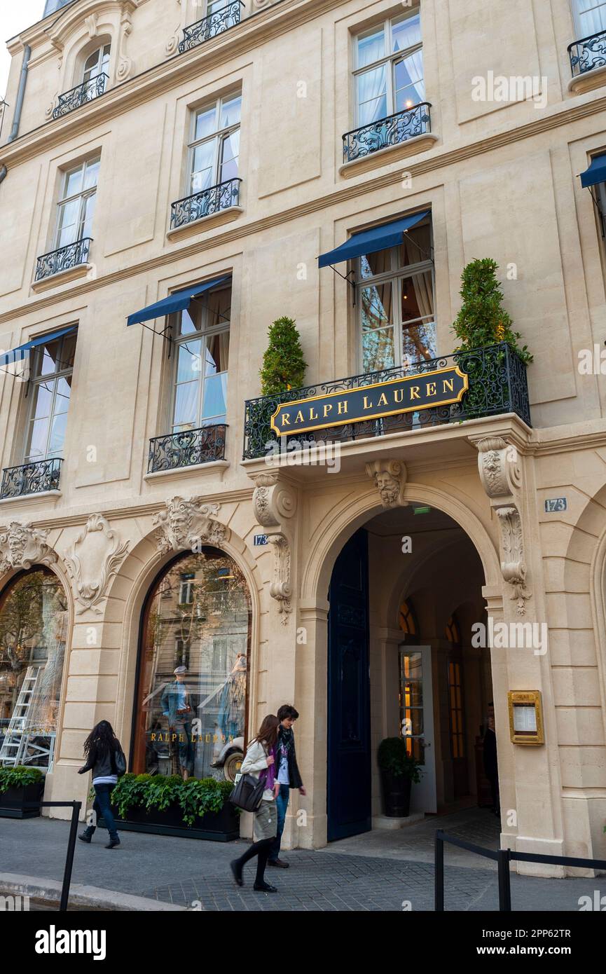 Paris, France, Front Building, Ralph Lauren Luxury Clothing Store ...