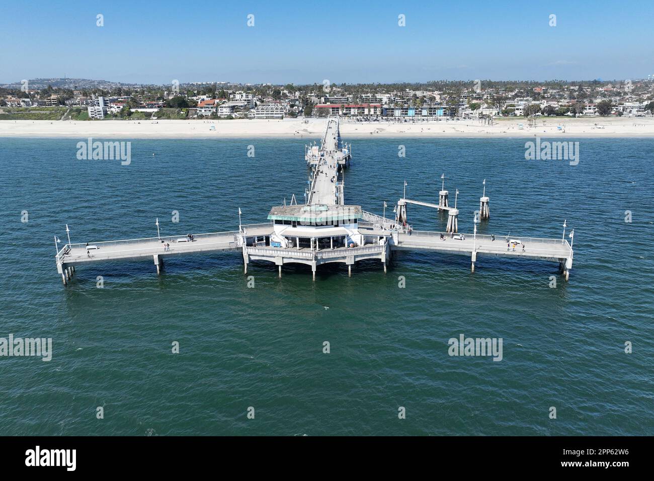 An aerial view of the Belmont Veterans Memorial Pier, Sunday, April 9 ...