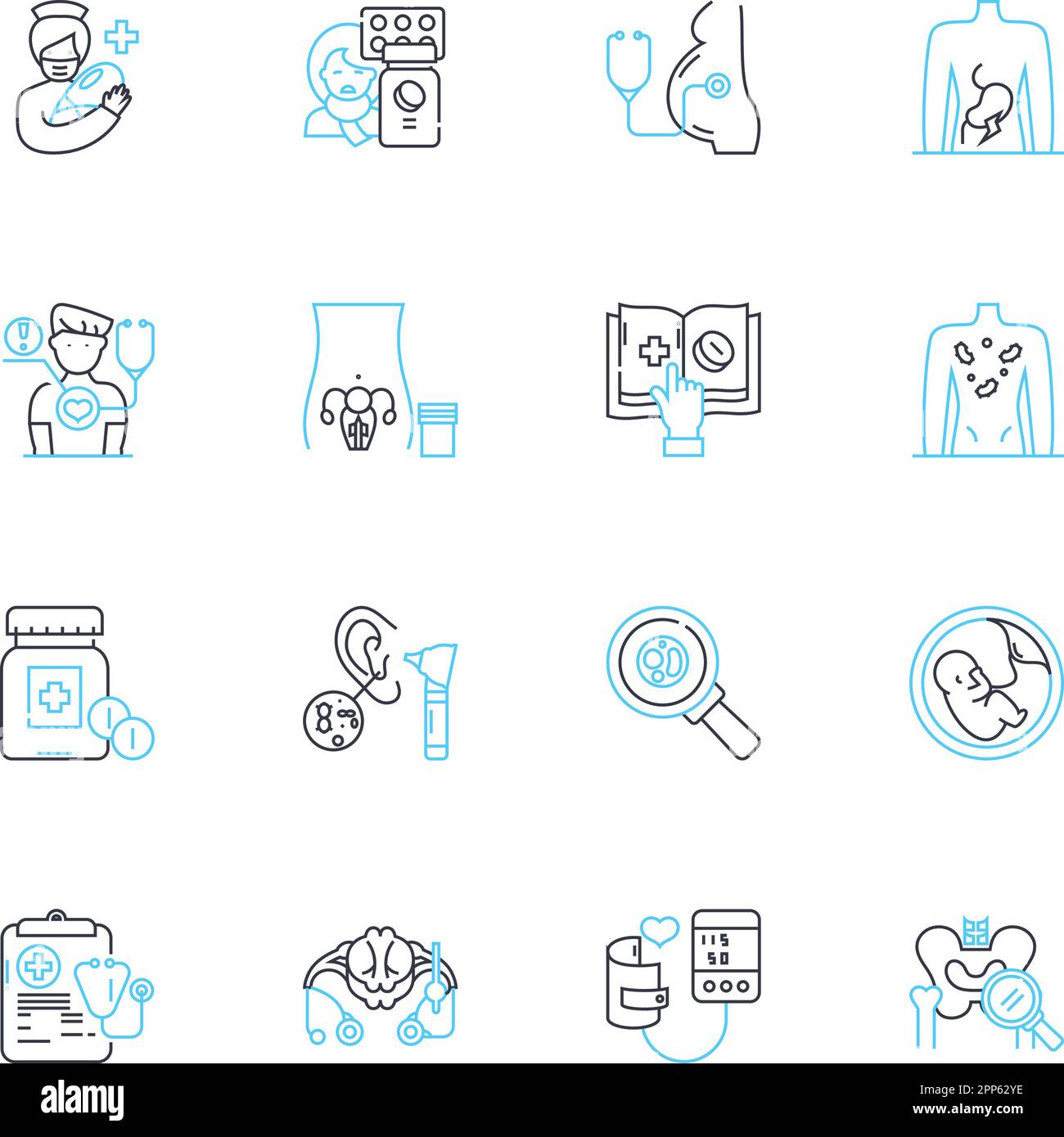 Healthcare facility linear icons set. Hospital, Clinic, Ambulatory ...