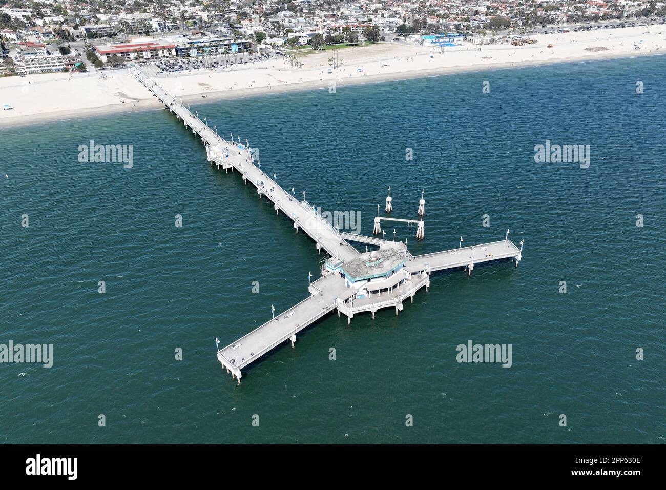 An aerial view of the Belmont Veterans Memorial Pier, Sunday, April 9 ...