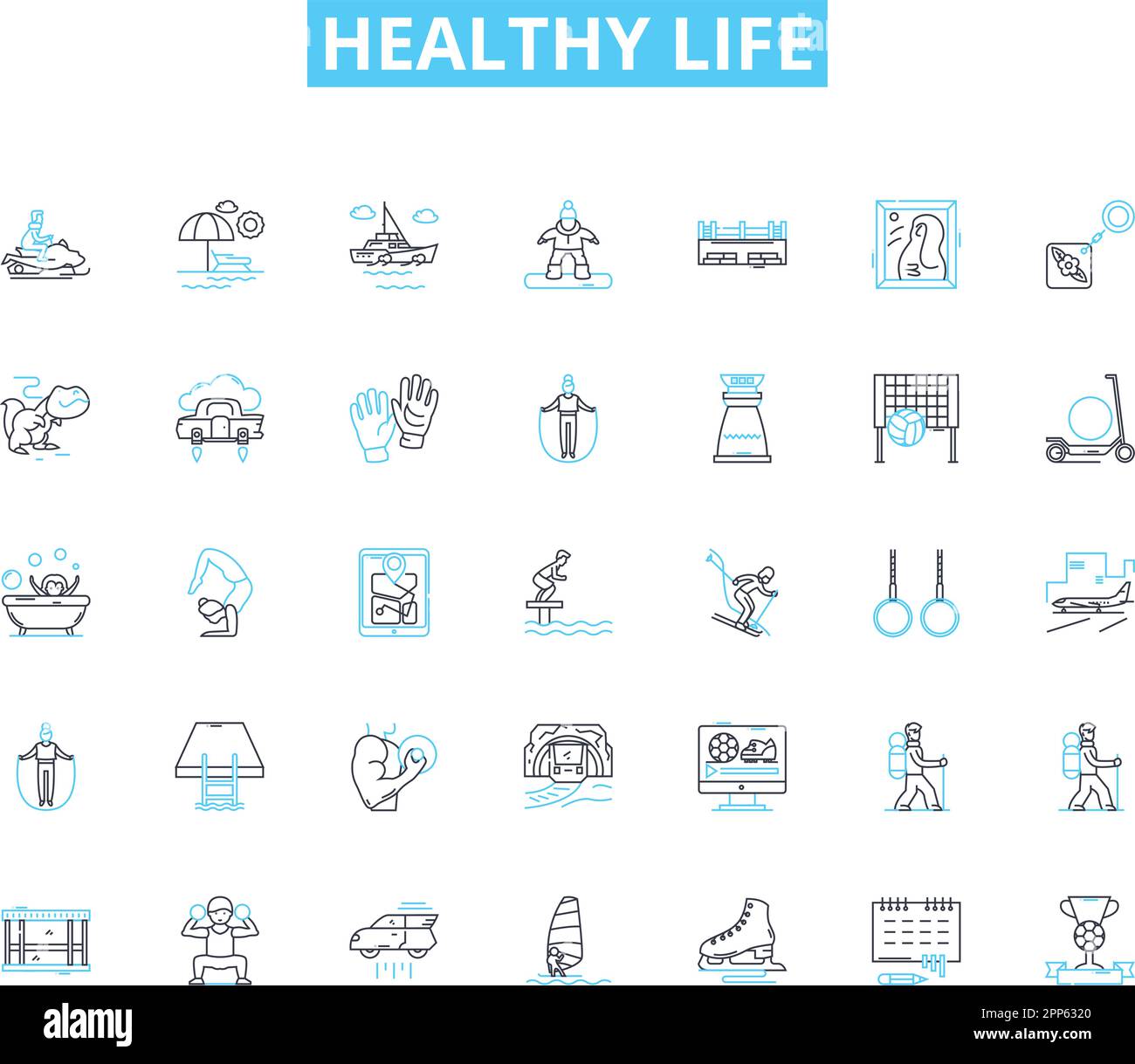 Healthy life linear icons set. Wellness, Fitness, Nourishment ...
