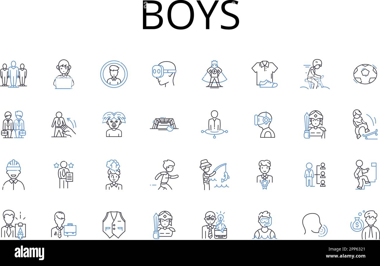 Boys line icons collection. Men, Guys, Males, Dudes, Bros, Lads ...