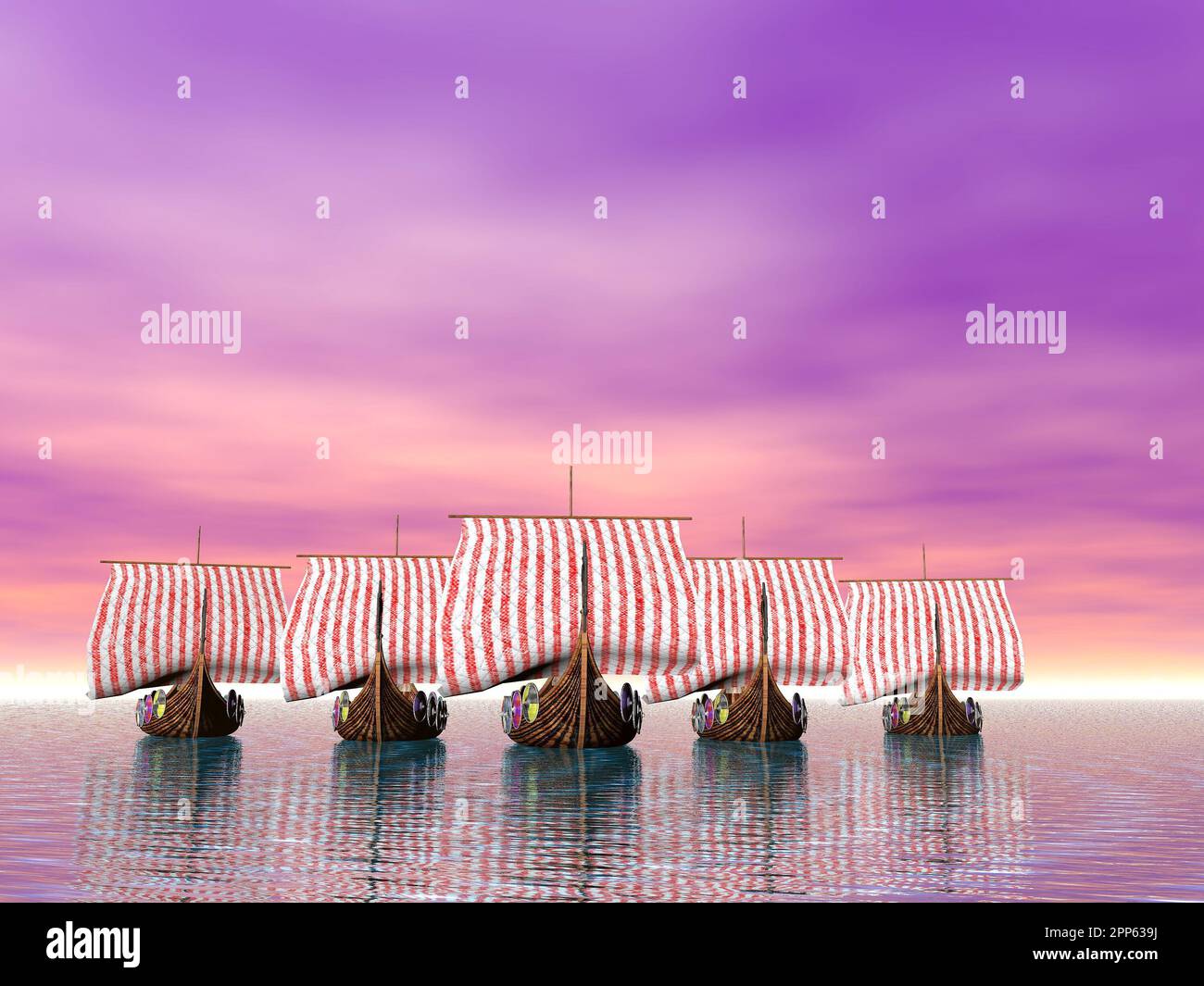 A fleet of viking raider ships on the sea Stock Photo - Alamy