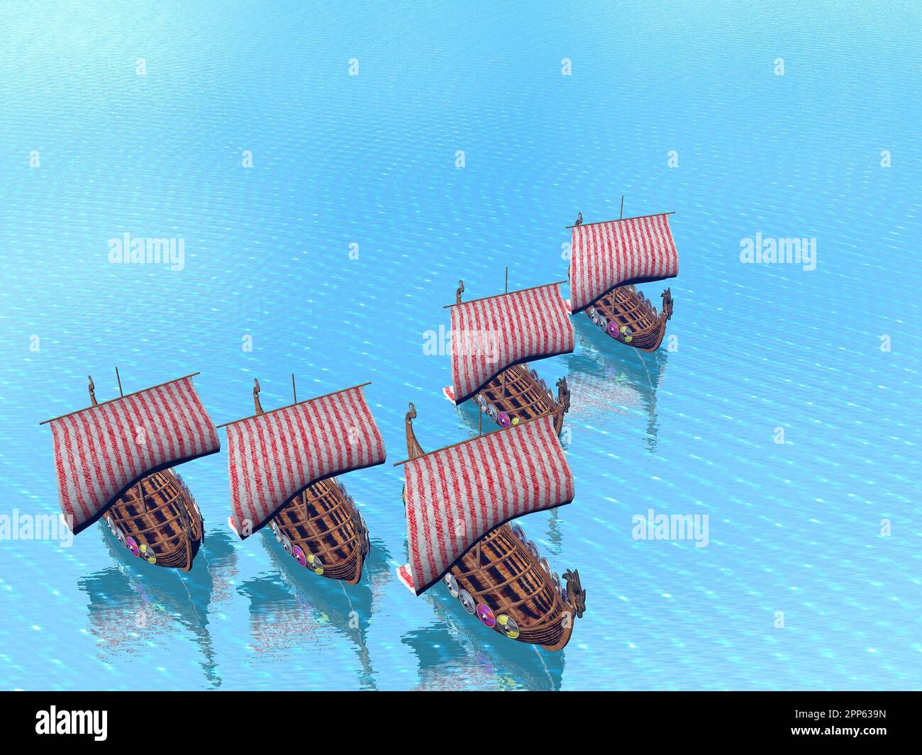 A fleet of viking raider ships on the sea Stock Photo - Alamy