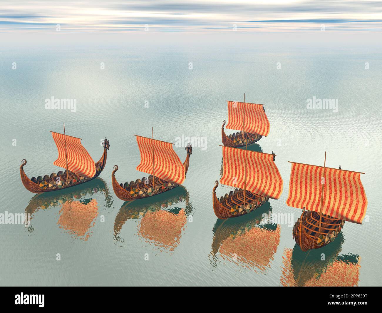 A fleet of viking raider ships on the sea Stock Photo - Alamy