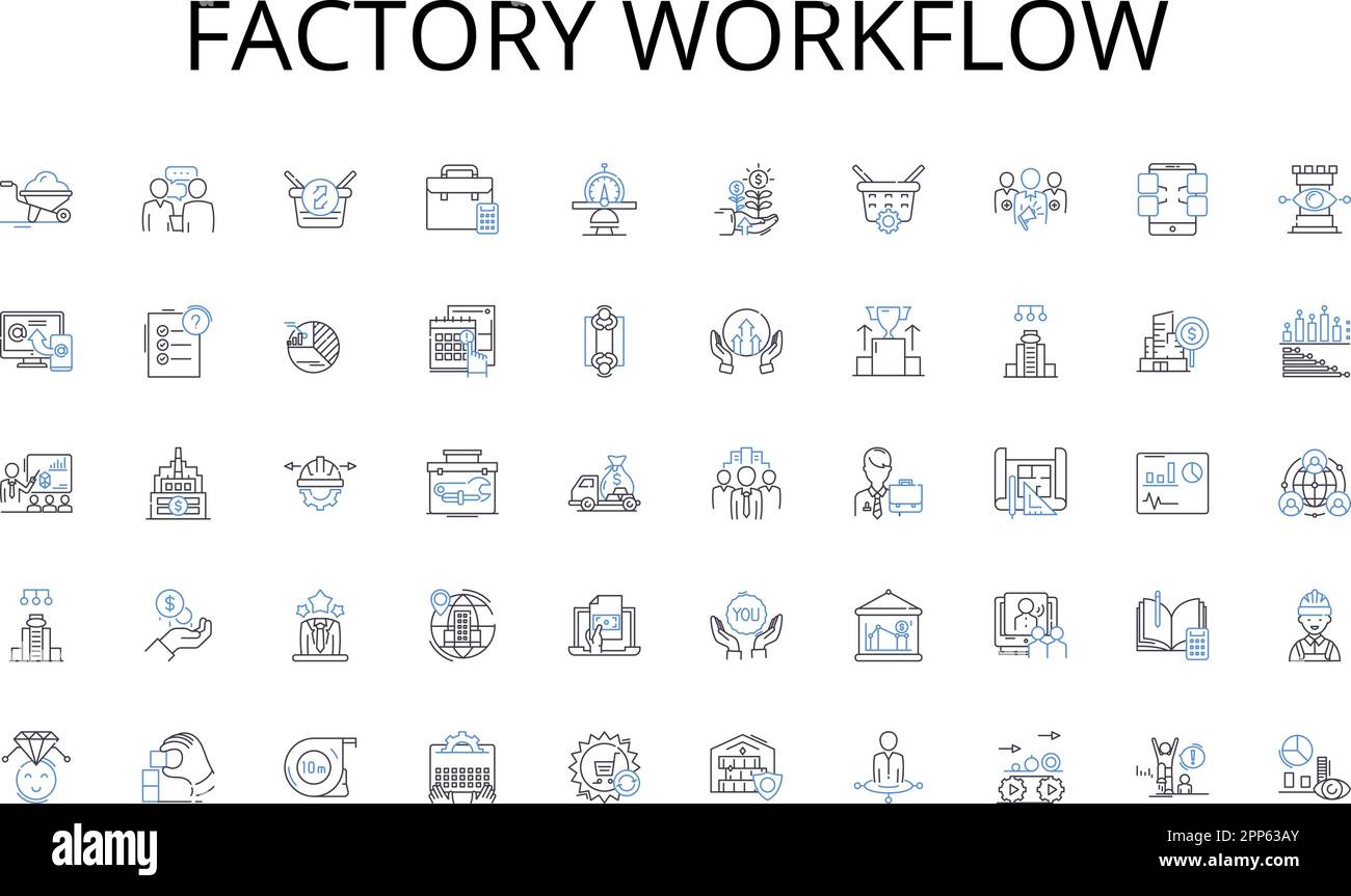 Factory workflow line icons collection. Business, Organization ...