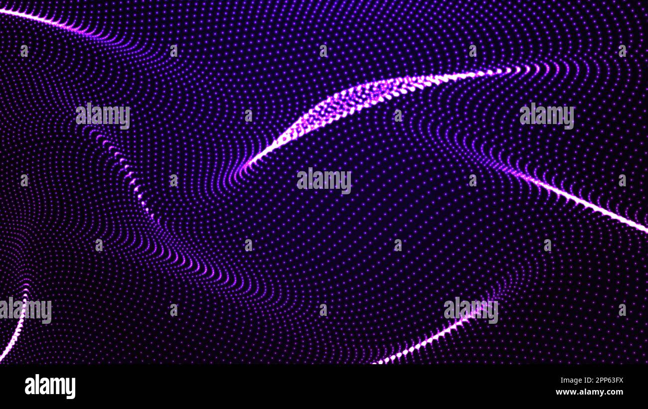 Abstract vector wavy texture with glowing dots. Particle flow. Cyber ...