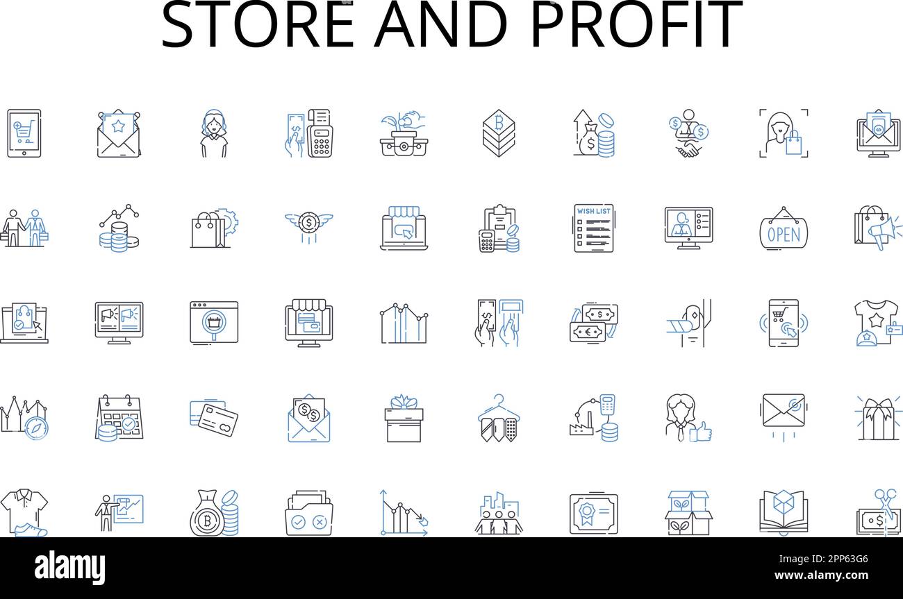 Store and profit line icons collection. Calculation, Finance, Rate ...