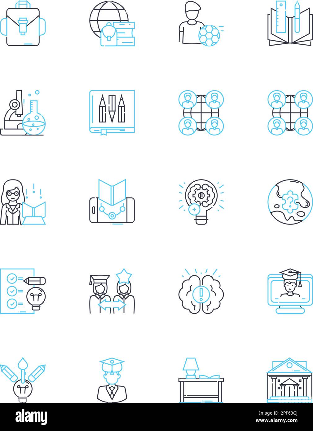 Pedagogical significance linear icons set. Instruction, Curriculum, Learning, Teaching ...