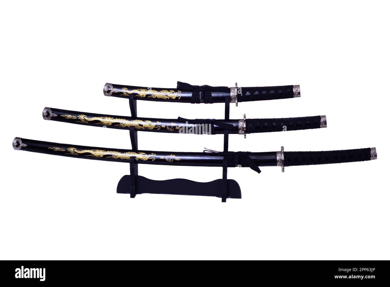 Samurai swords, Katana, Wakizashi and Tanto, isolated on white ...