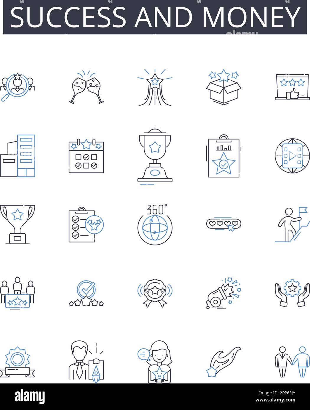 Success and money line icons collection. Wealth, Prosperity, Fortune ...