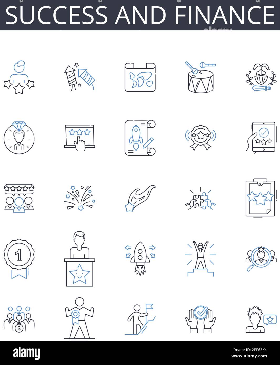 Success and finance line icons collection. Wealth and prosperity, Power ...