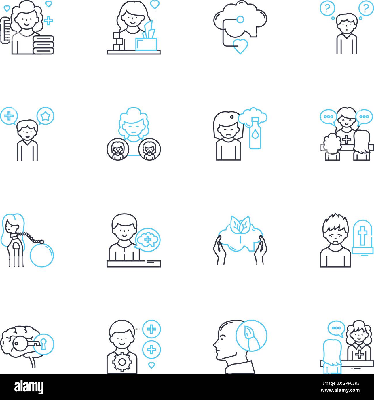 Kindness and compassion linear icons set. Empathy, Generosity, Altruism ...