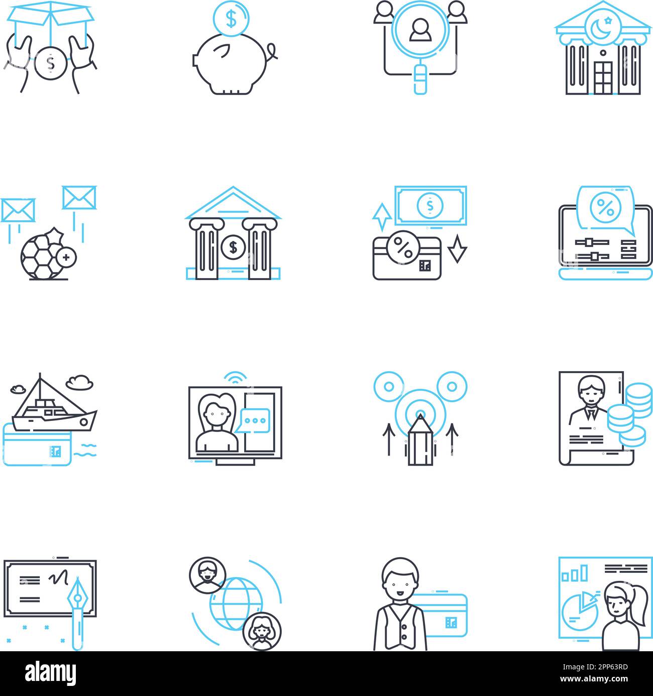 Graph finance linear icons set. Graph, Finance, Trends, Projection, Analysis, Data ...