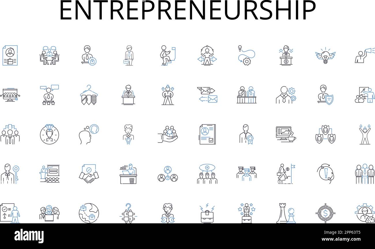 Entrepreneurship Line Icons Collection Efficiency Integration Scalability Customization